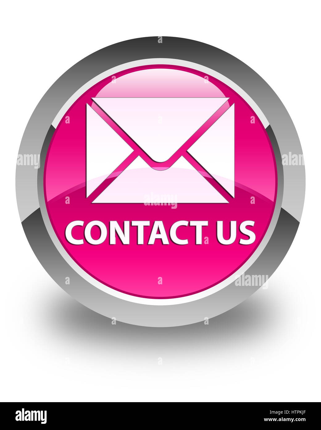 Contact us (email icon) isolated on glossy pink round button abstract ...