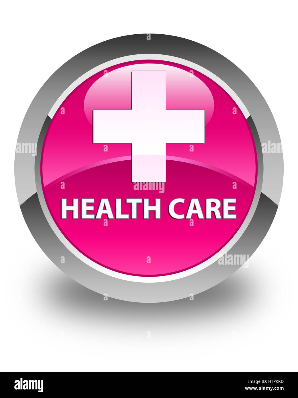 Health care (plus sign) isolated on glossy pink round button abstract ...
