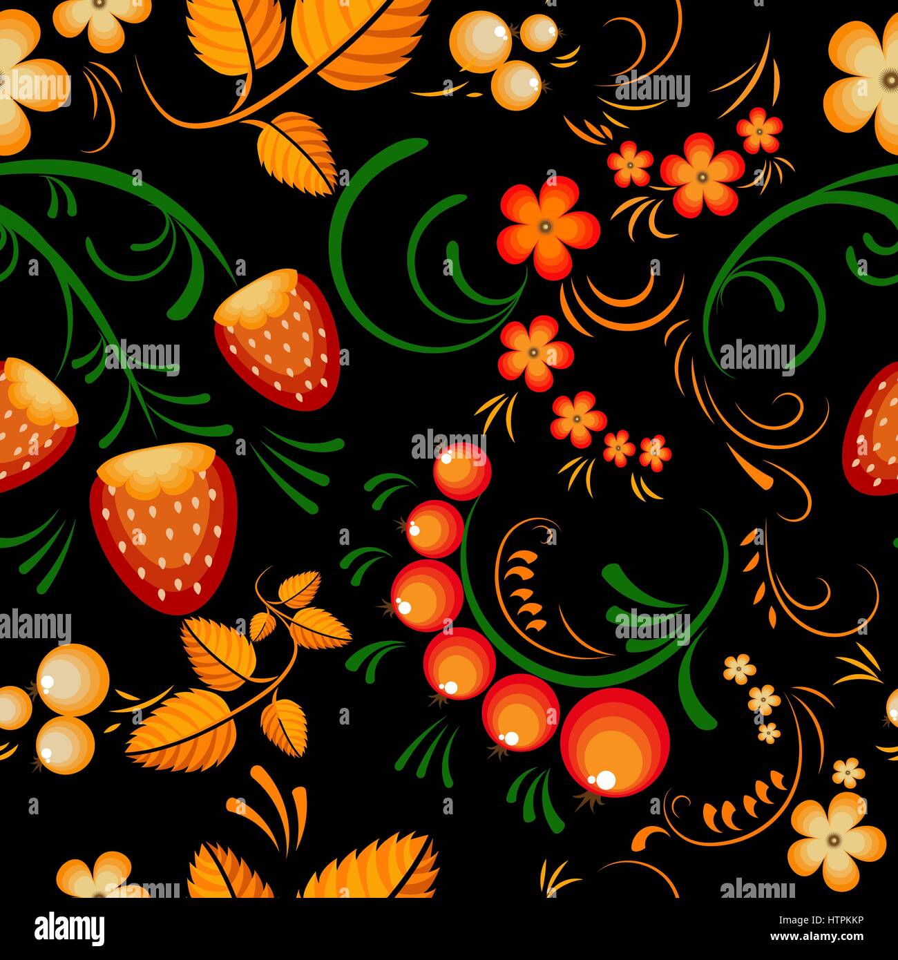 Seamless pattern russian style khokhloma painting, traditional floral ...