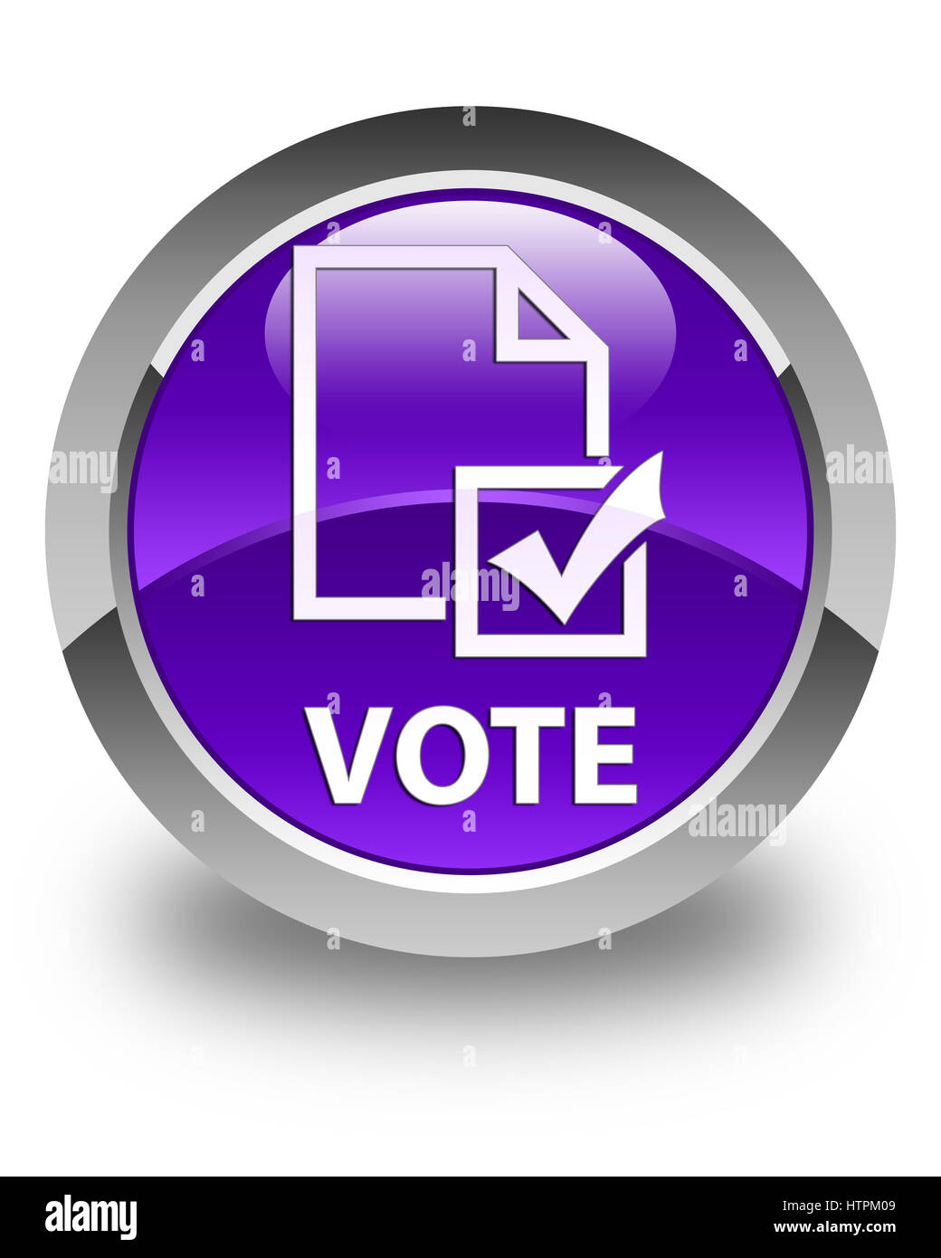 Vote (survey icon) isolated on glossy purple round button abstract ...