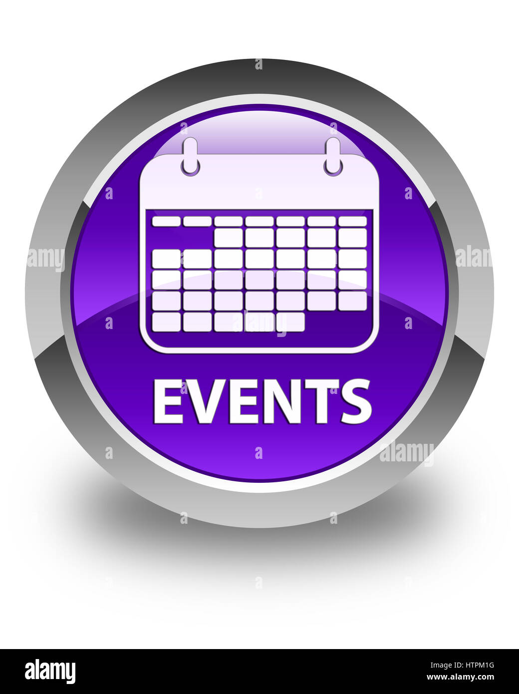 Events (calendar icon) isolated on glossy purple round button abstract ...