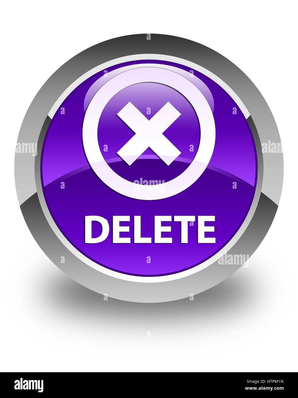 Delete isolated on glossy purple round button abstract illustration ...