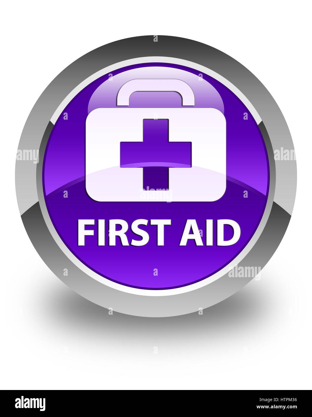 First aid isolated on glossy purple round button abstract illustration ...