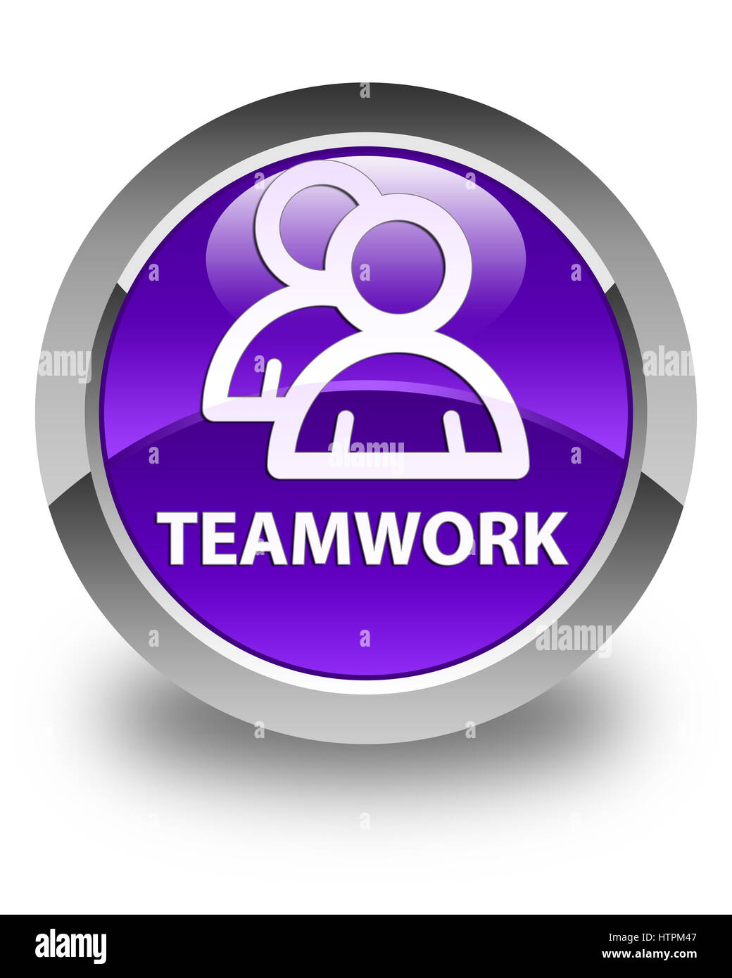 Teamwork (group icon) isolated on glossy purple round button abstract ...