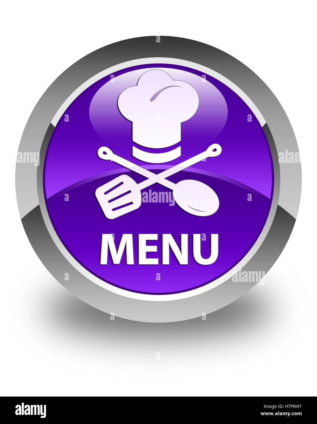 Menu (restaurant icon) isolated on glossy purple round button abstract ...