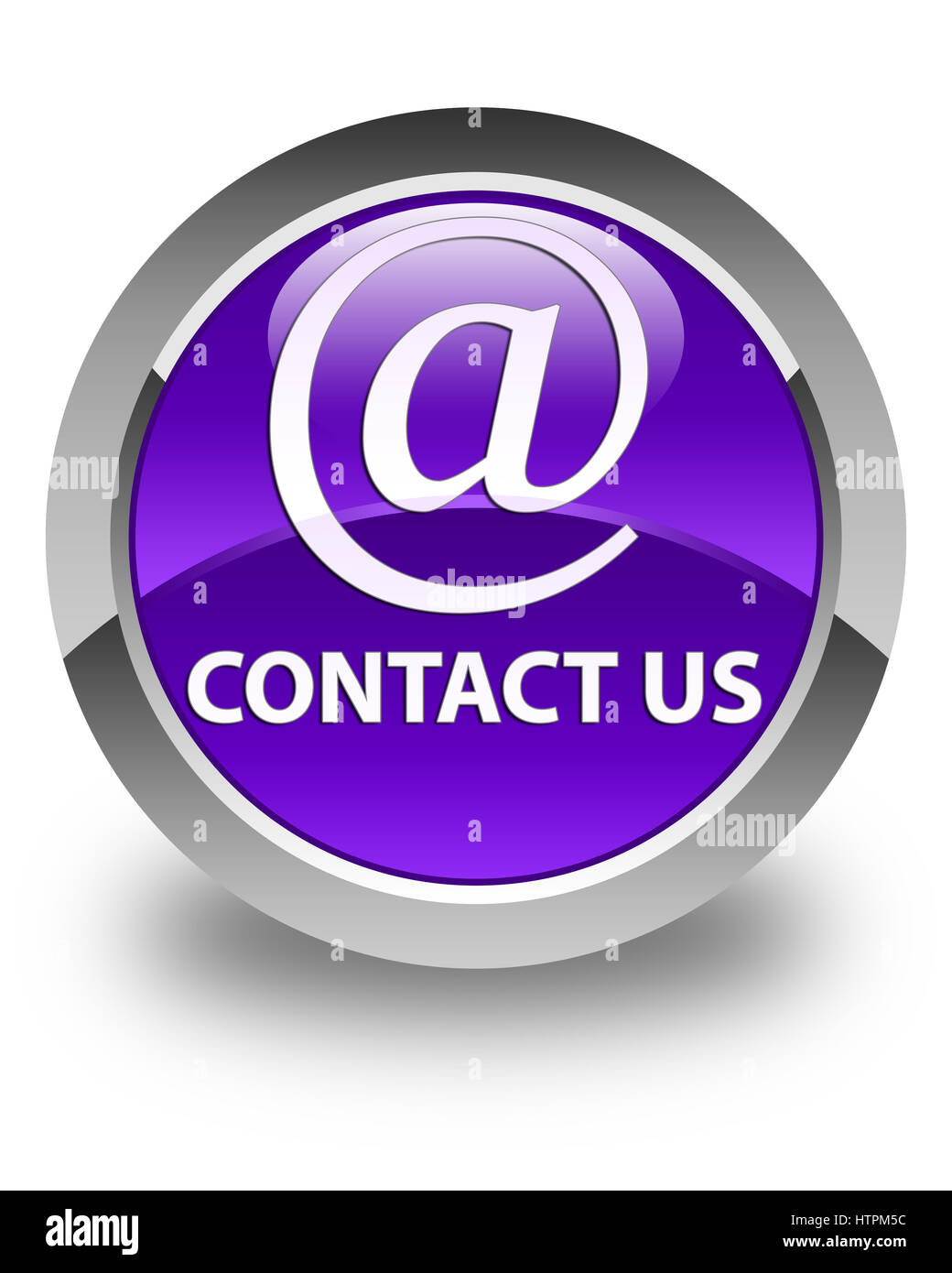 Contact us (email address icon) isolated on glossy purple round button ...