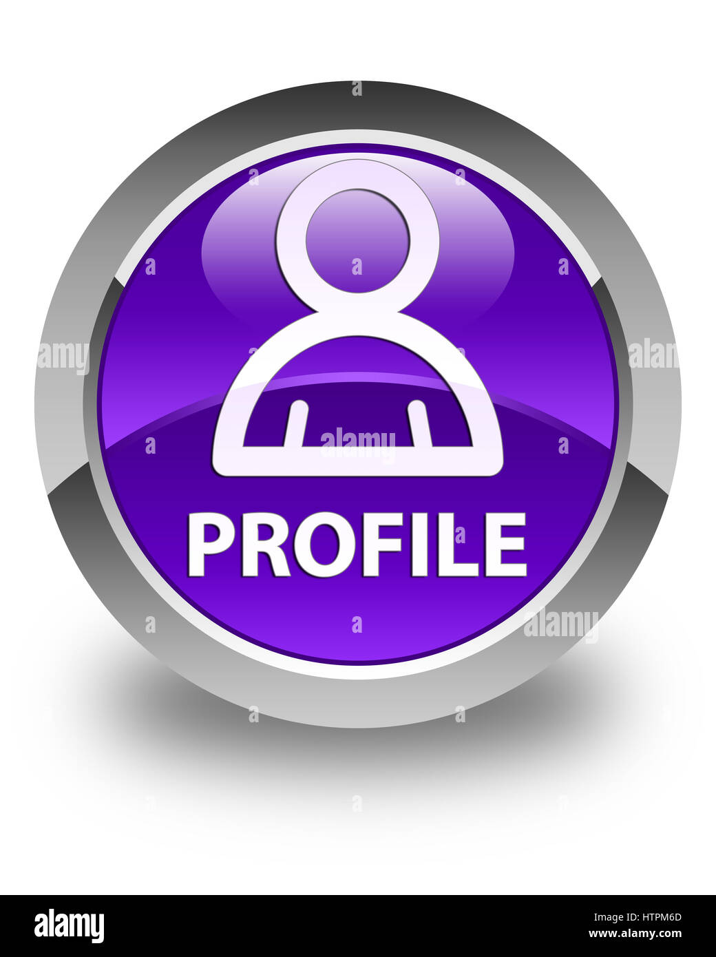 Profile (member icon) isolated on glossy purple round button abstract ...