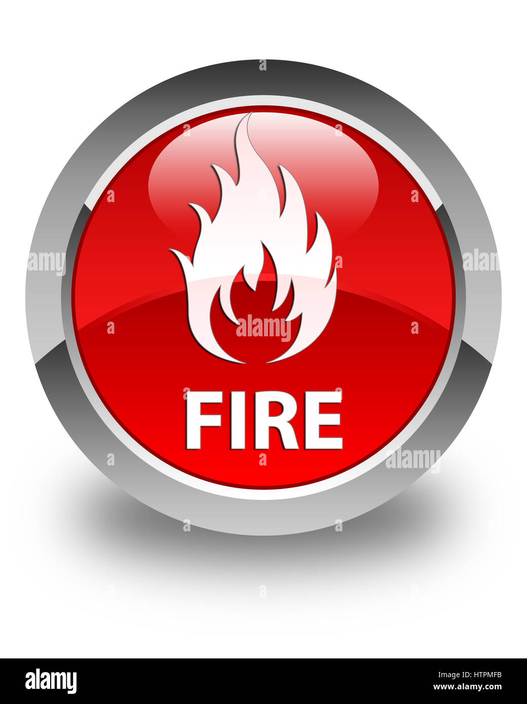 Fire isolated on glossy red round button abstract illustration Stock ...