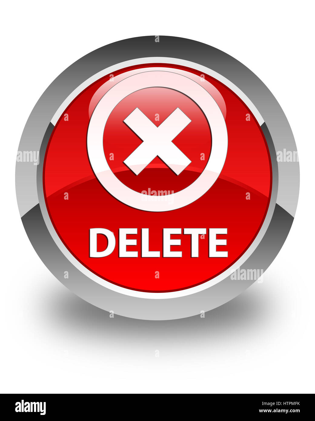 Delete isolated on glossy red round button abstract illustration Stock ...