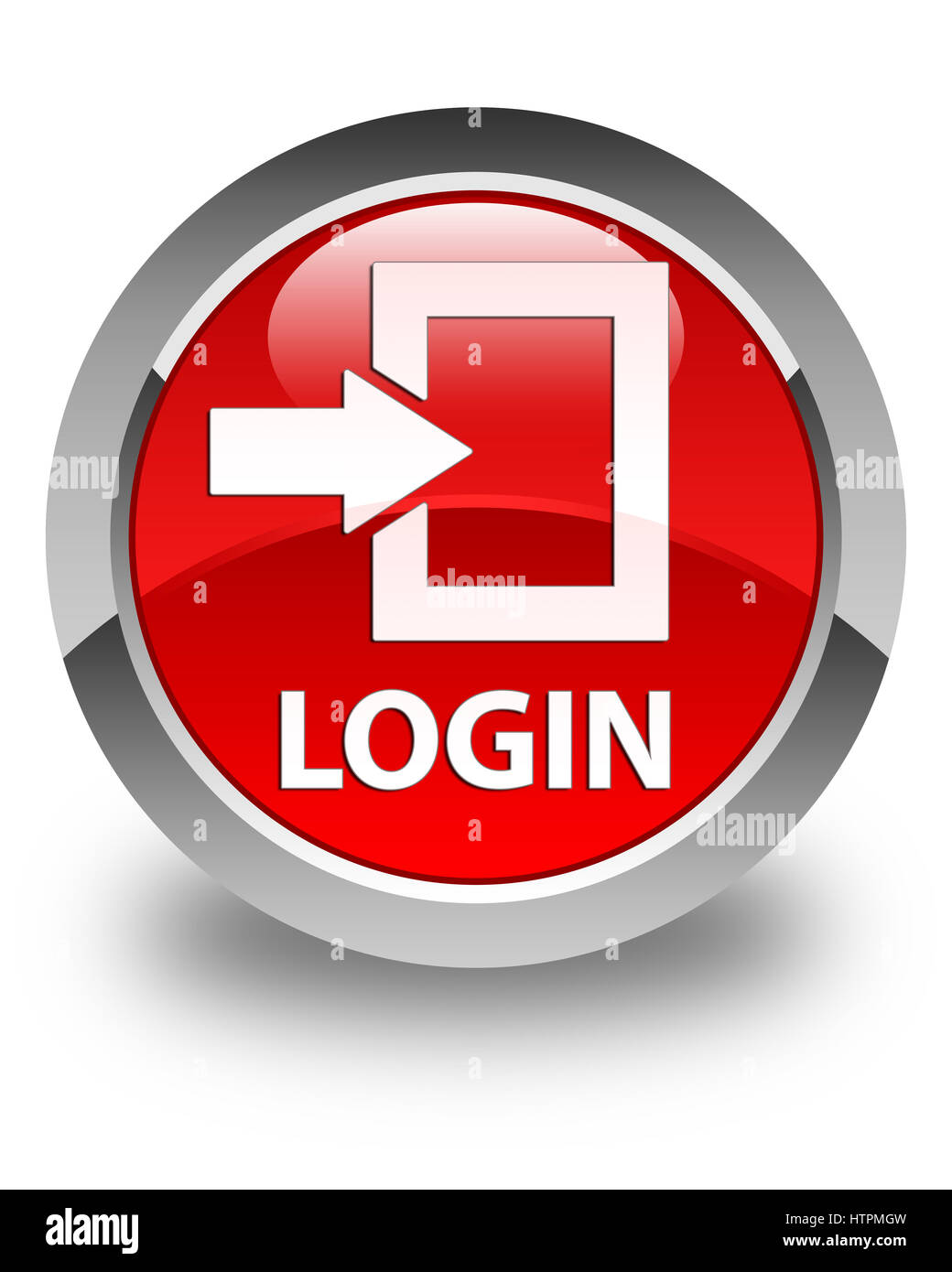 Login isolated on glossy red round button abstract illustration Stock ...