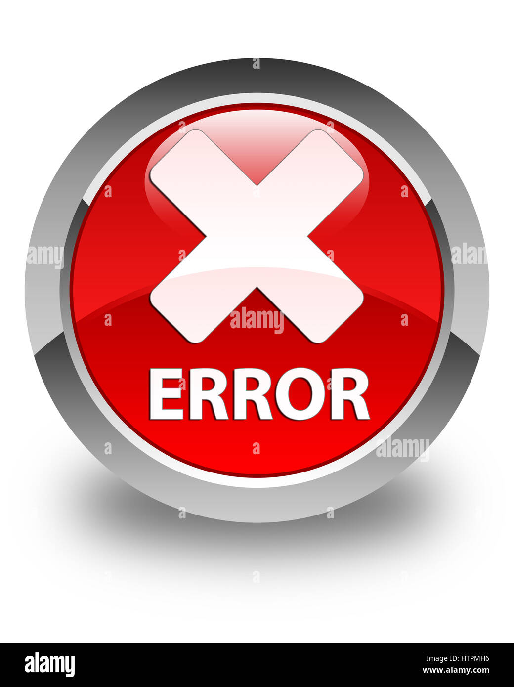 Error (cancel icon) isolated on glossy red round button abstract ...