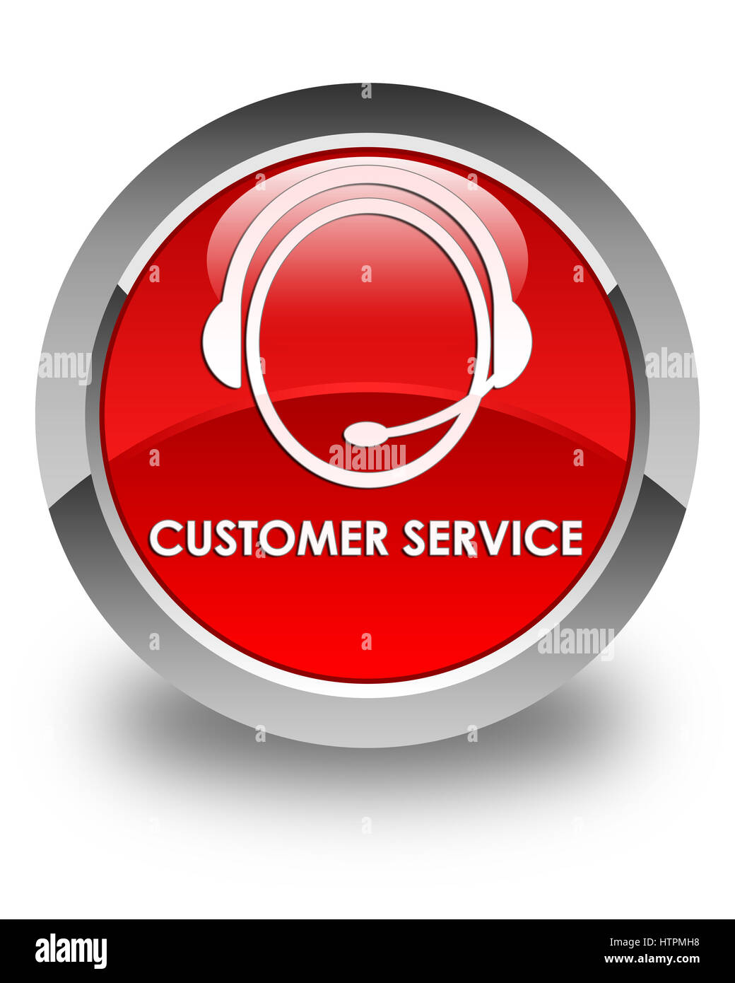 Customer service (customer care icon) isolated on glossy red round ...