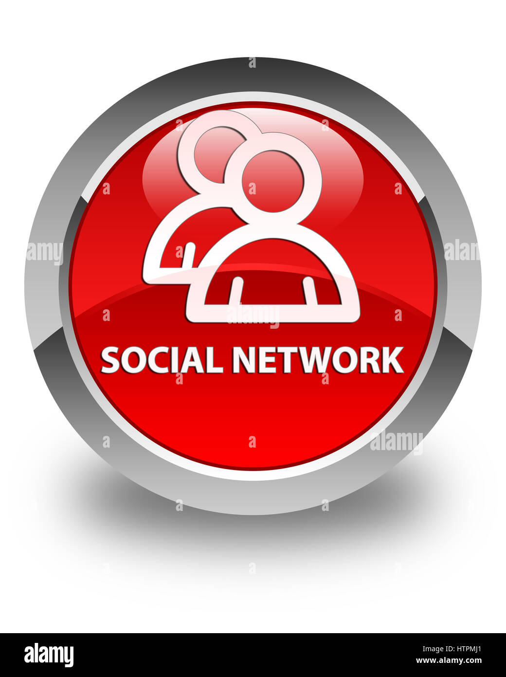 Social network (group icon) isolated on glossy red round button ...
