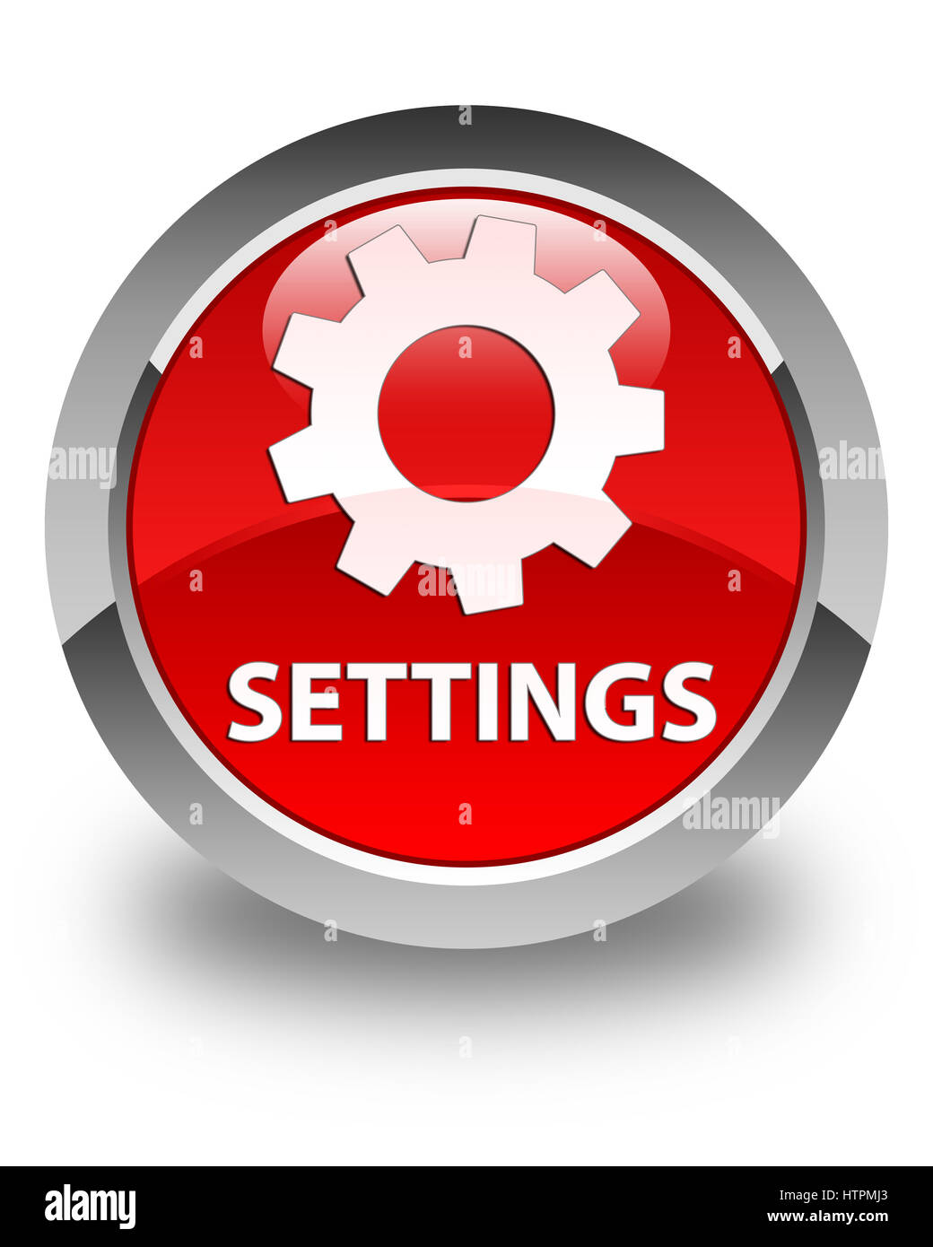 Settings isolated on glossy red round button abstract illustration ...
