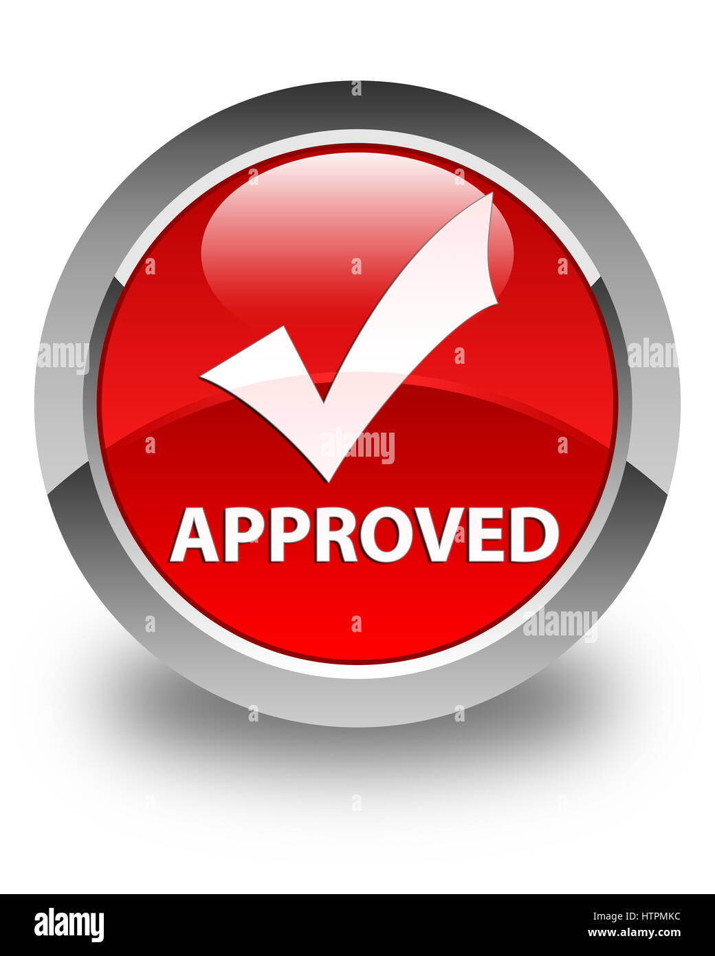 Approved (validate icon) isolated on glossy red round button abstract ...