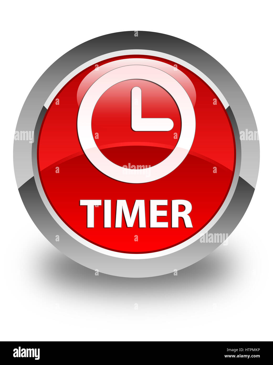 Timer isolated on glossy red round button abstract illustration Stock ...