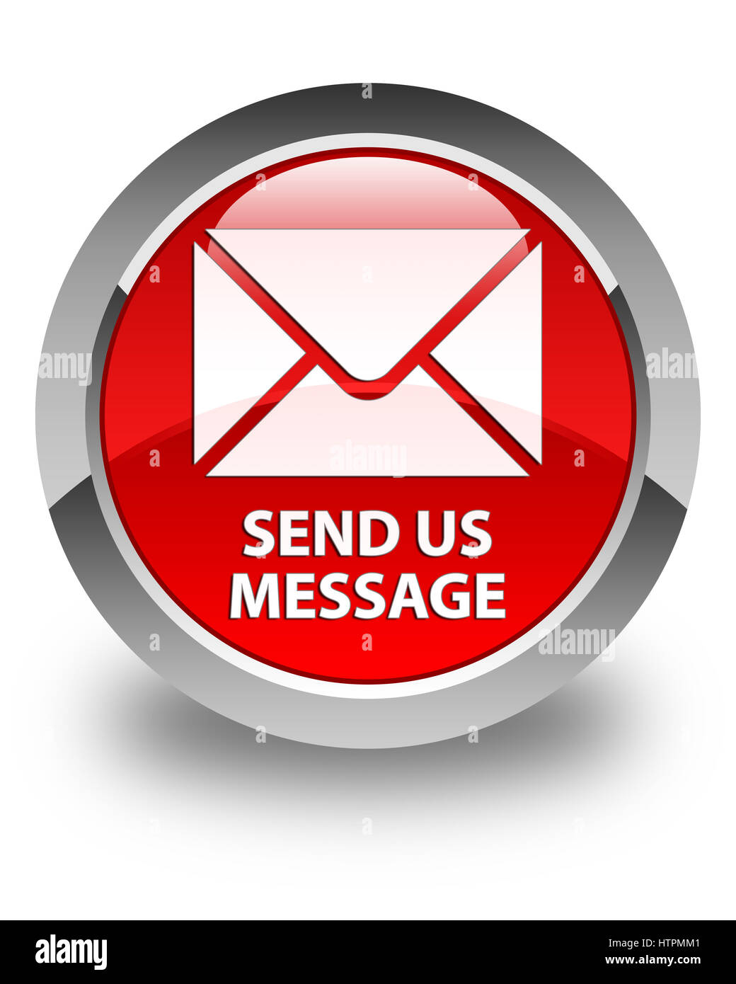 Send us message isolated on glossy red round button abstract ...