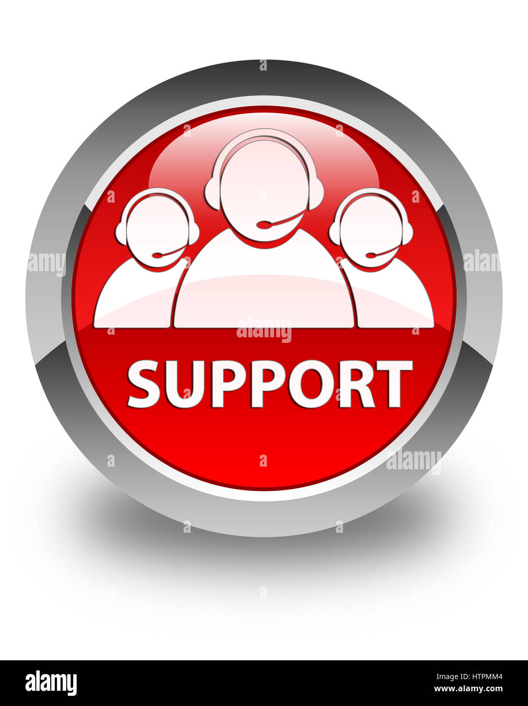 Support (customer care team icon) isolated on glossy red round button ...