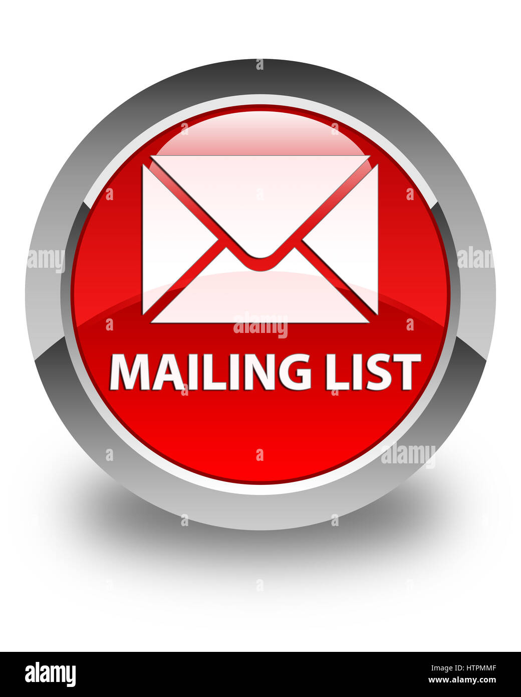 Mailing list isolated on glossy red round button abstract illustration ...