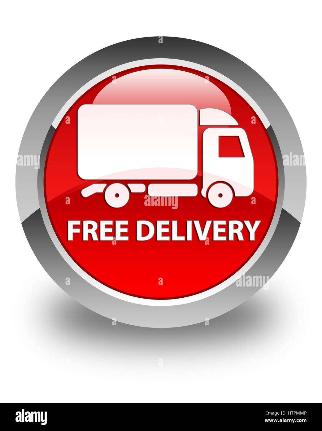 Free delivery isolated on glossy red round button abstract illustration ...
