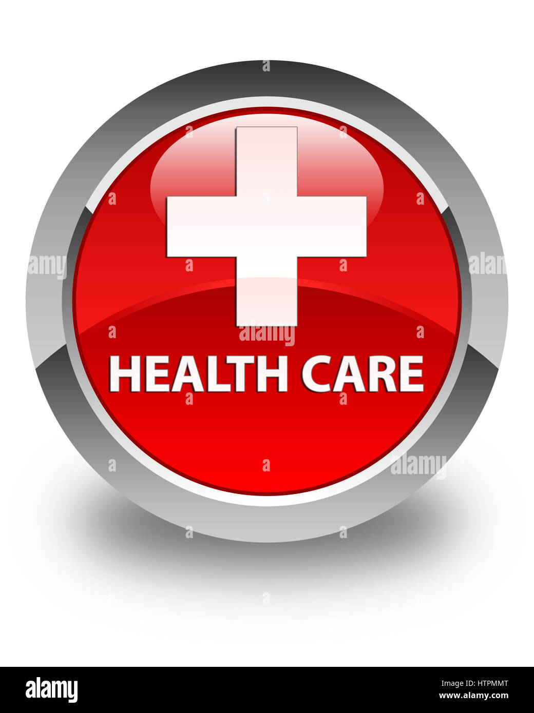 Health care (plus sign) isolated on glossy red round button abstract ...