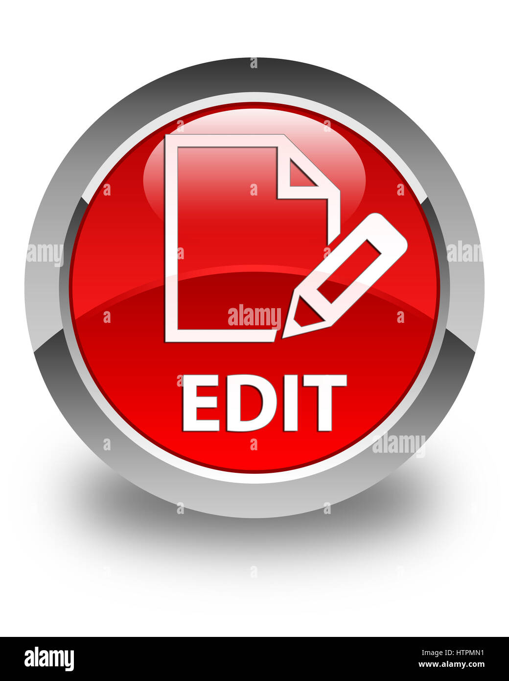 Edit isolated on glossy red round button abstract illustration Stock ...