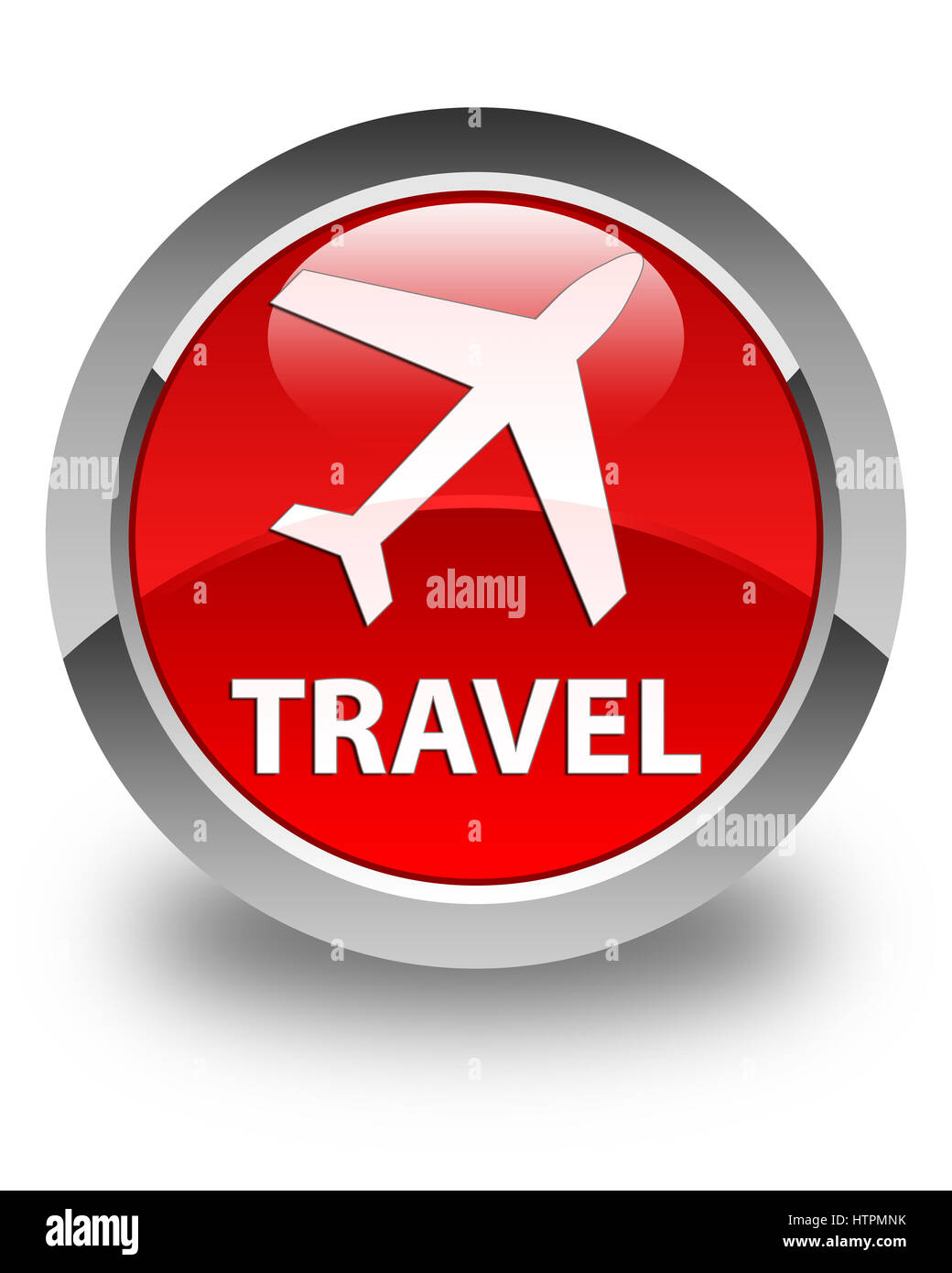 Travel (plane icon) isolated on glossy red round button abstract ...