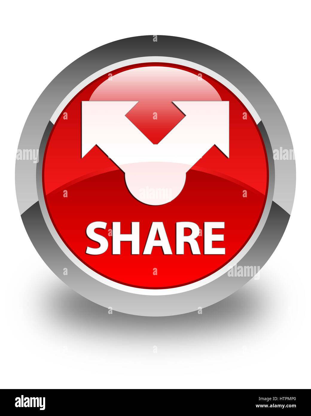 Share isolated on glossy red round button abstract illustration Stock ...