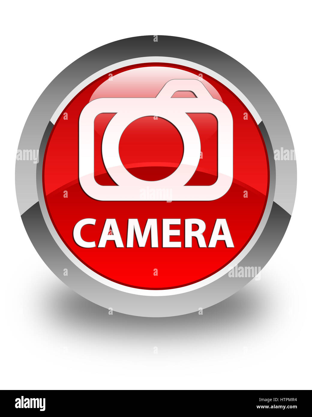 Camera isolated on glossy red round button abstract illustration Stock ...
