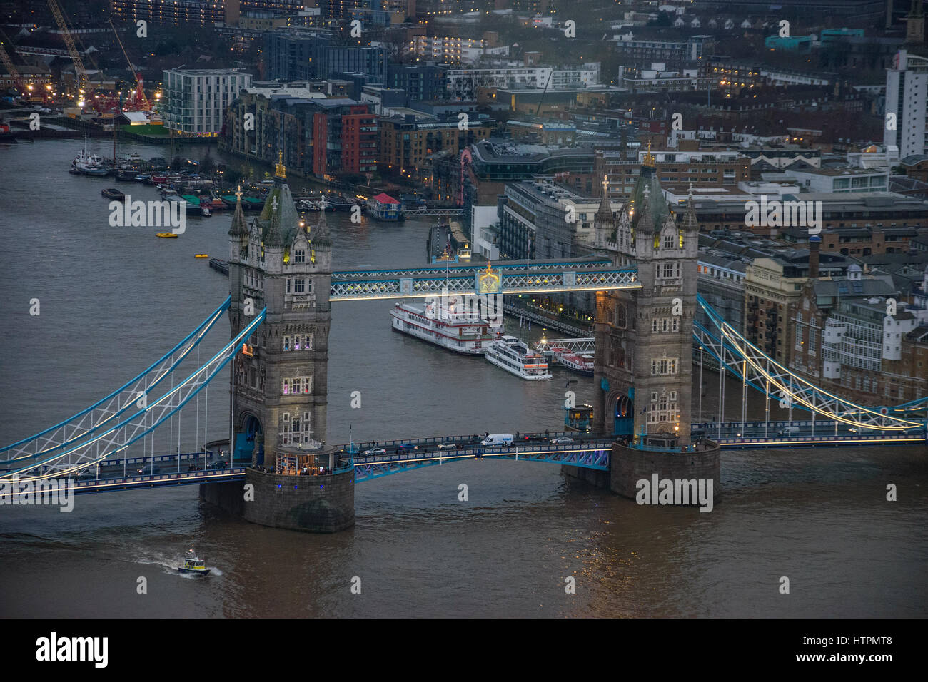 Aerial view of Tower Bridge, London, England, United Kingdom Stock ...