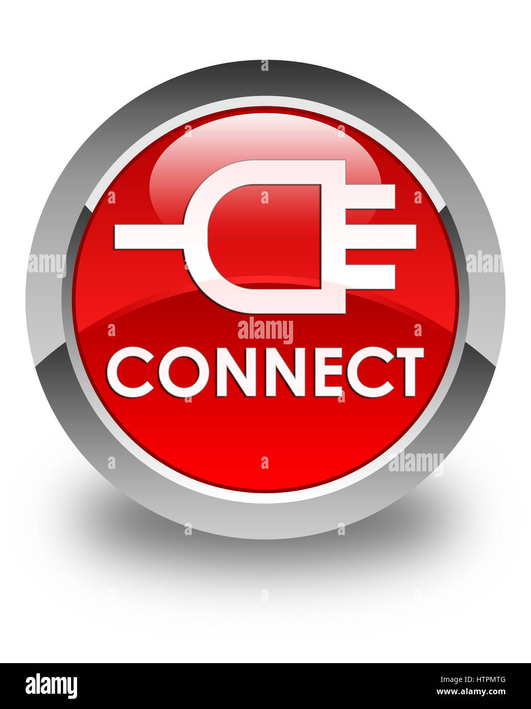 Connect isolated on glossy red round button abstract illustration Stock ...