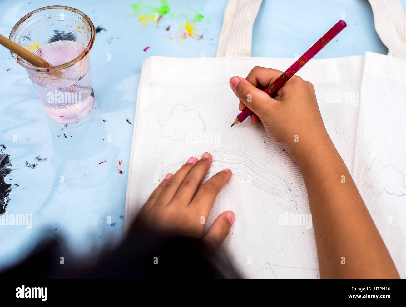 Education, Mixing Water Colors in a painting Class Stock Photo - Alamy