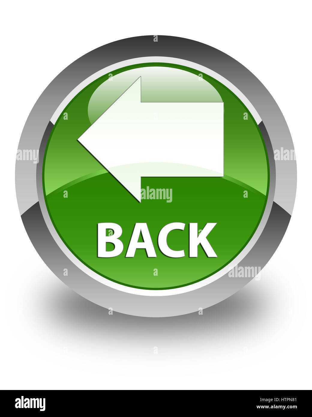 Back isolated on glossy soft green round button abstract illustration ...