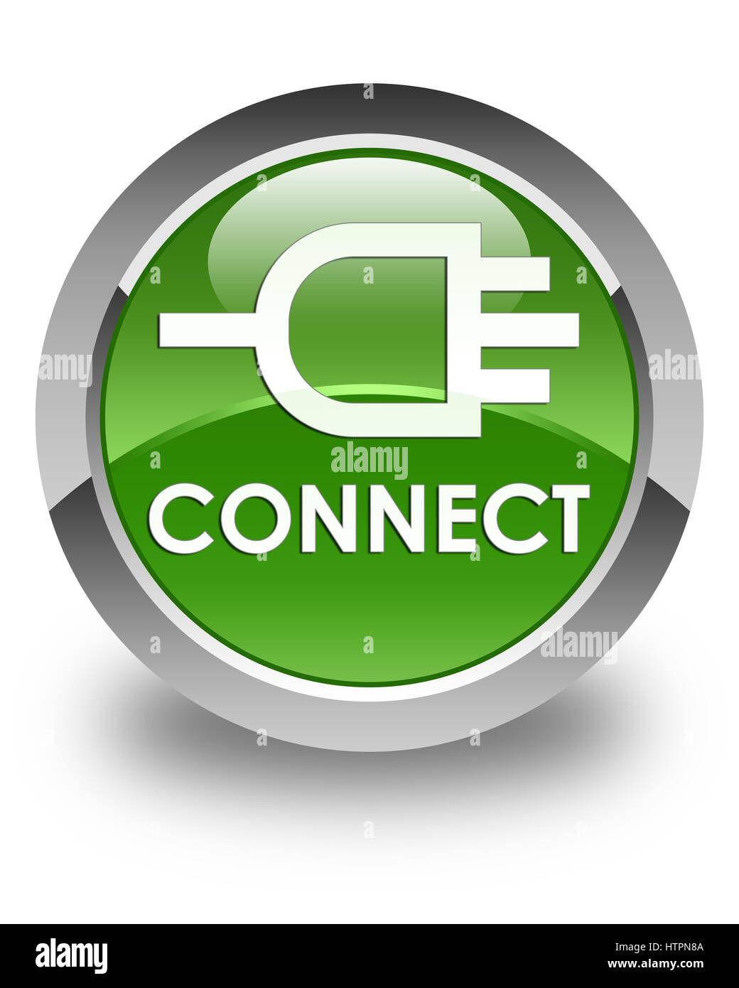 Connect isolated on glossy soft green round button abstract ...
