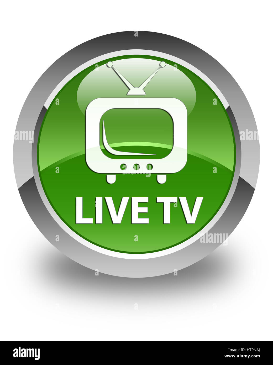 Live tv isolated on glossy soft green round button abstract ...