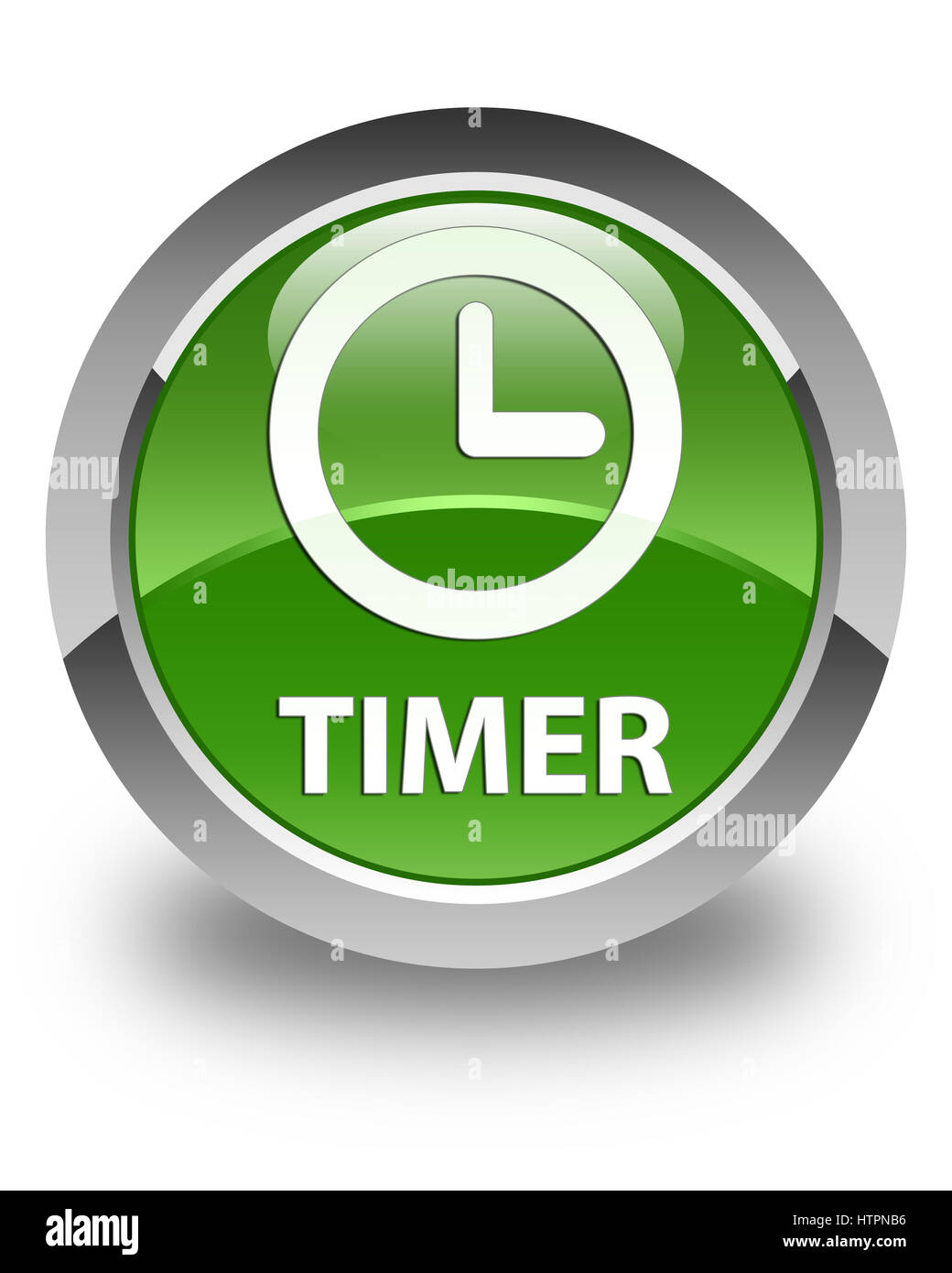 Timer isolated on glossy soft green round button abstract illustration ...