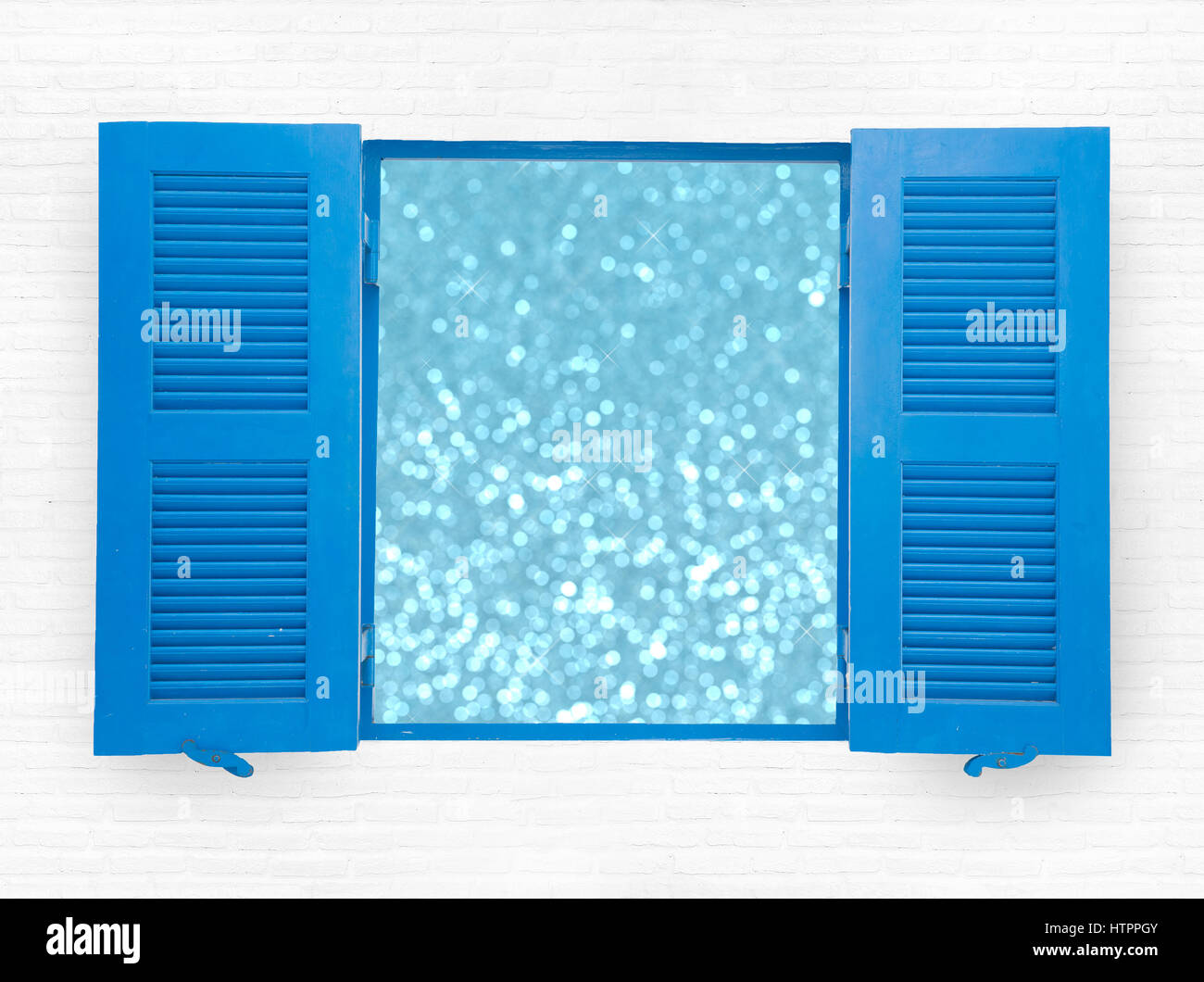 blue opened windows on white wall Stock Photo - Alamy
