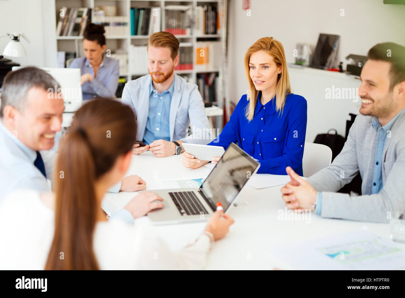 Busy business people working in office Stock Photo - Alamy