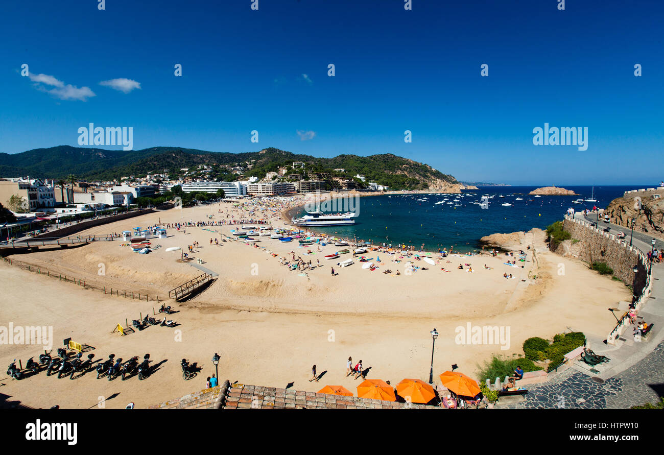 TOSSA DE MAR, SPAIN Beach at Tossa de Mar in a beautiful summer day ...