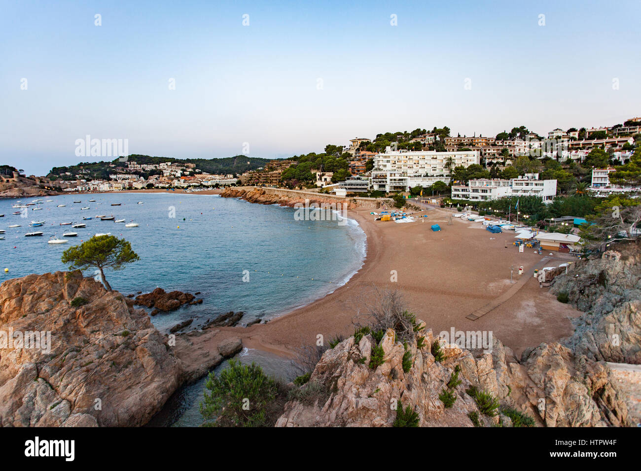 View of a small beach and coastline in Tossa del Mar in the early ...
