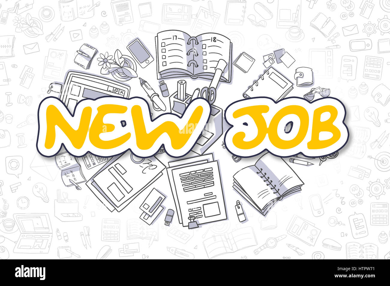New Job - Cartoon Yellow Inscription. Business Concept Stock Photo - Alamy