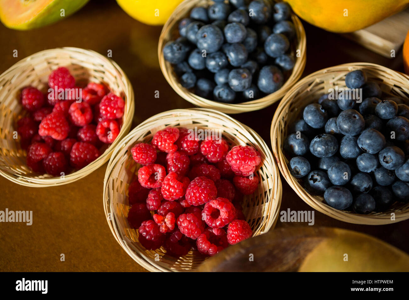 Raspberry blueberry on counter hi-res stock photography and images - Alamy