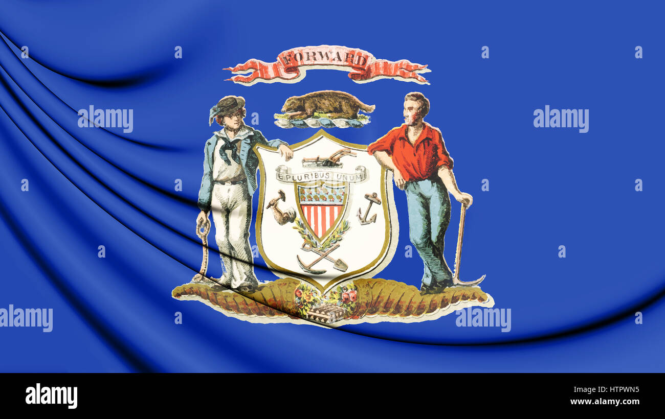 3D Flag of Wisconsin (1866-1913), USA. 3D Illustration Stock Photo - Alamy