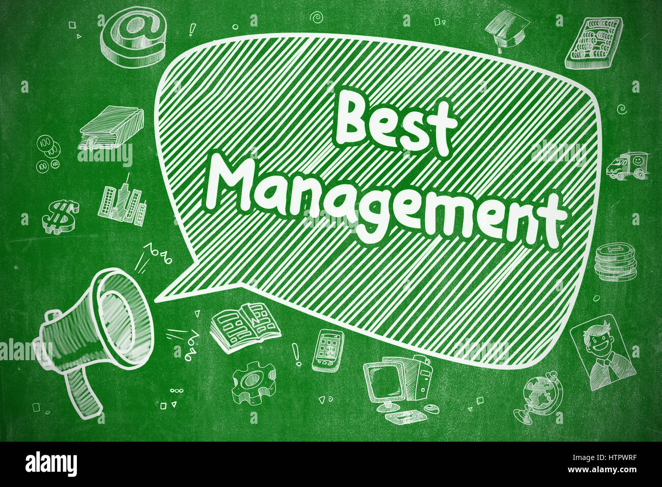 Best Management - Doodle Illustration on Green Chalkboard Stock Photo ...