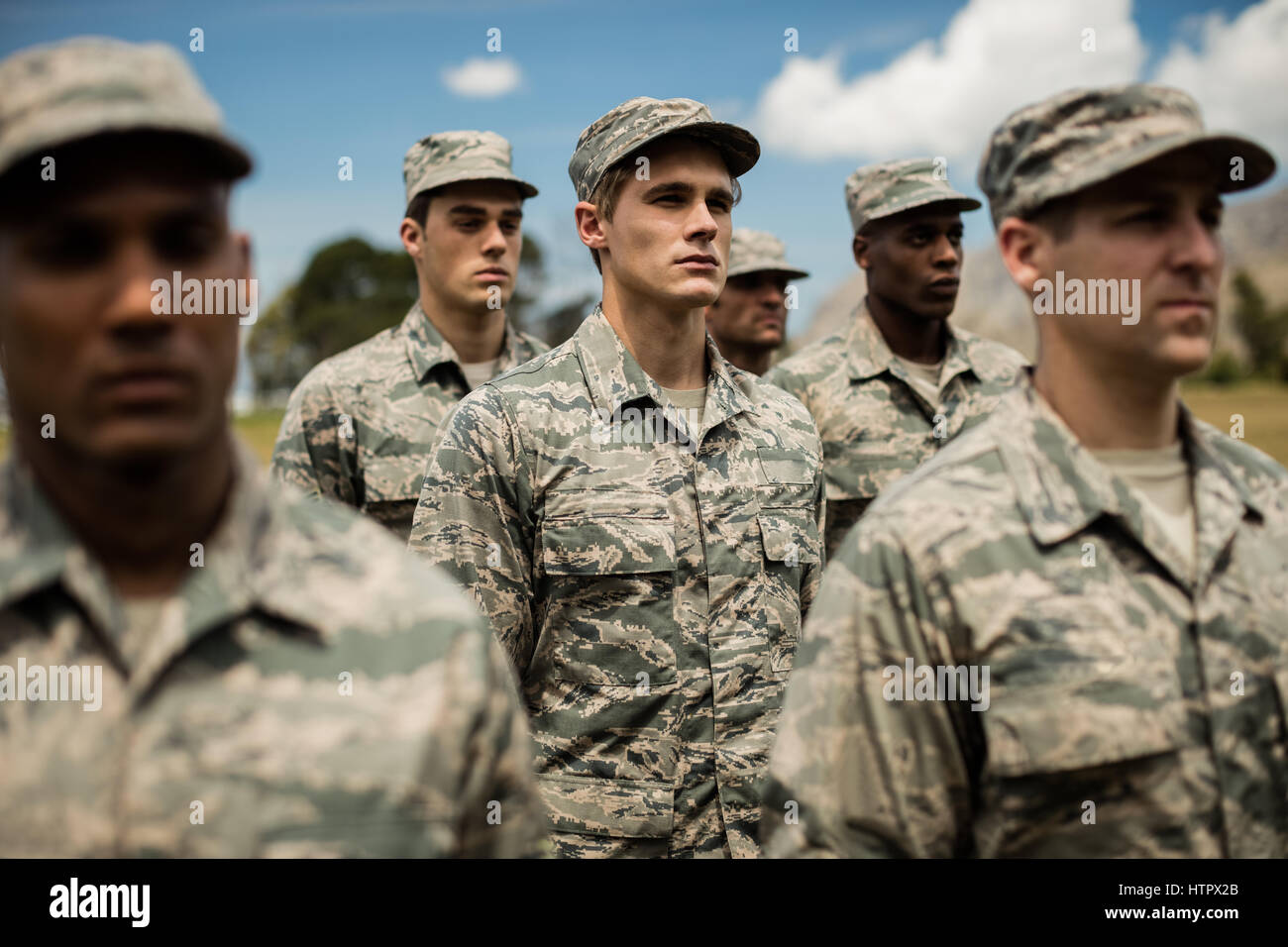 Group of military soldiers standing in boot camp Stock Photo - Alamy