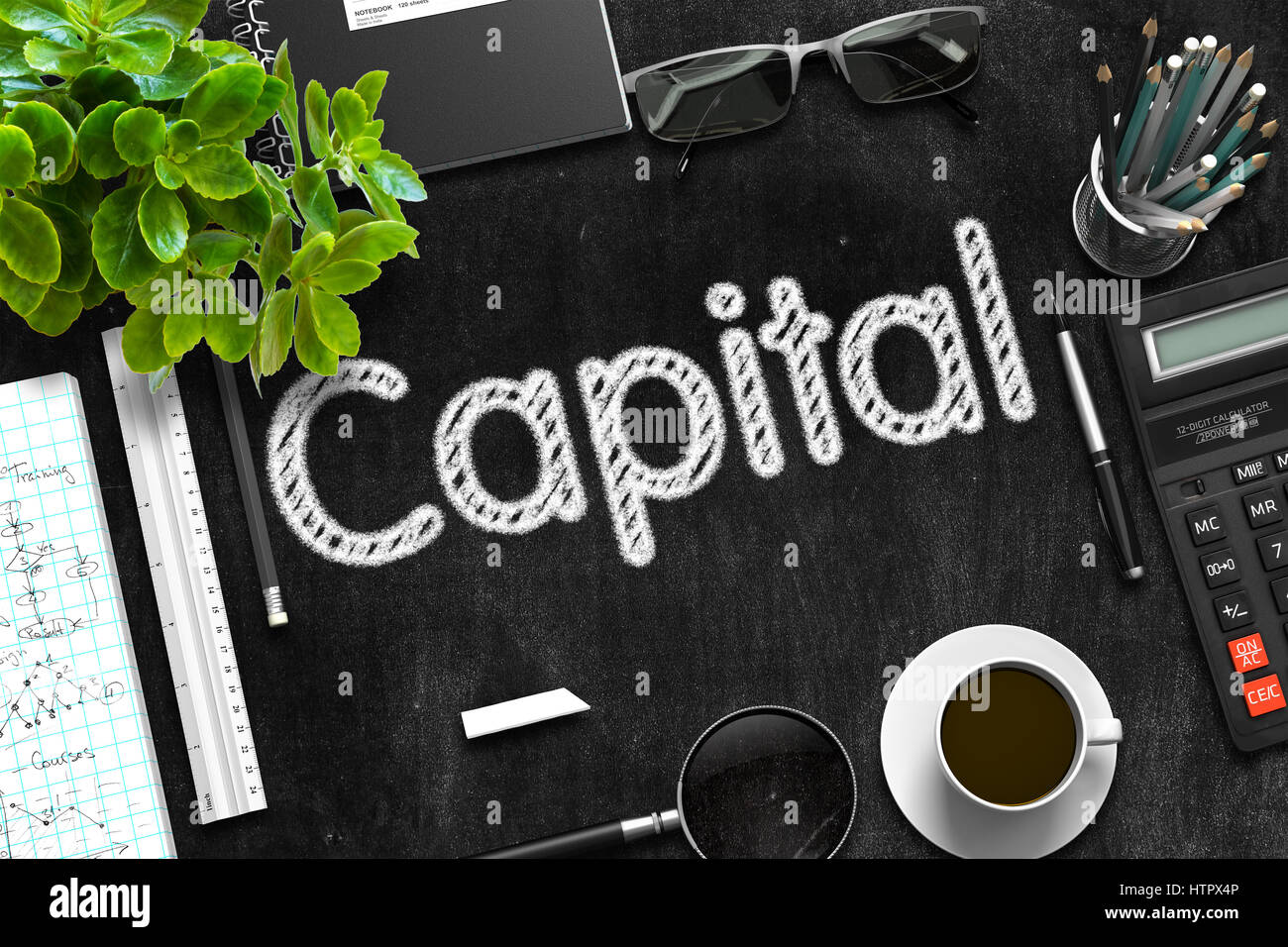 Capital Concept on Black Chalkboard. 3D Rendering Stock Photo - Alamy