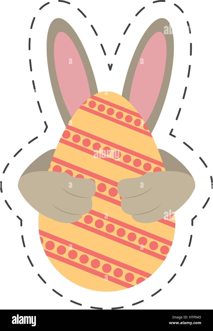 easter egg ear rabbit decoration - cut line Stock Vector Image & Art ...