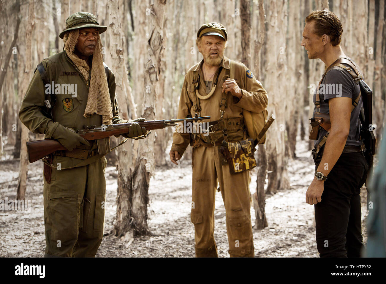 KONG: SKULL ISLAND, from left: Samuel L. Jackson, John C. Reilly, Tom ...
