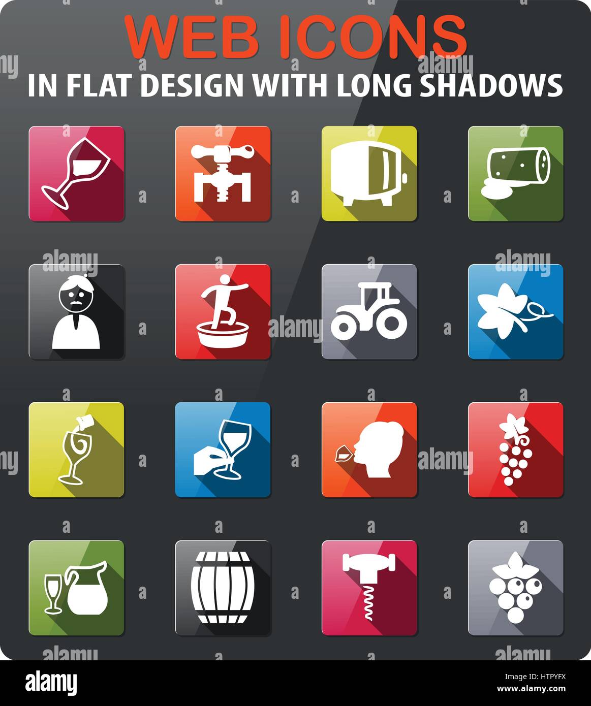 Vineyard icons set in hi-res stock photography and images - Alamy