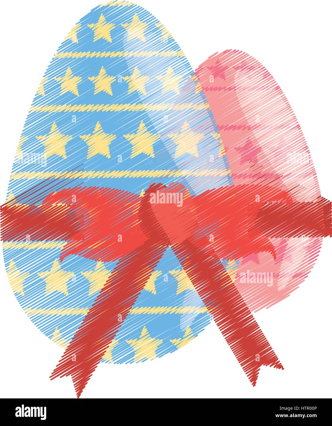 drawing two easter egg wrapped red ribbon Stock Vector Image & Art - Alamy